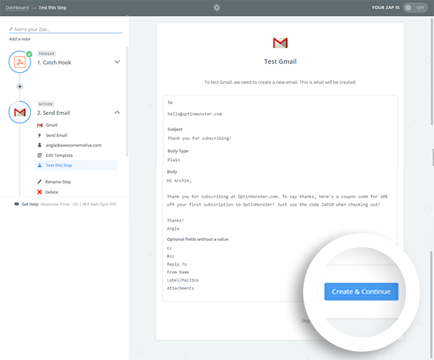 How to Send Subscribers an Email from Gmail with Zapier and OptinMonster