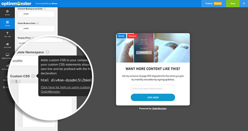 How to Use OptinMonster's Custom CSS Tool