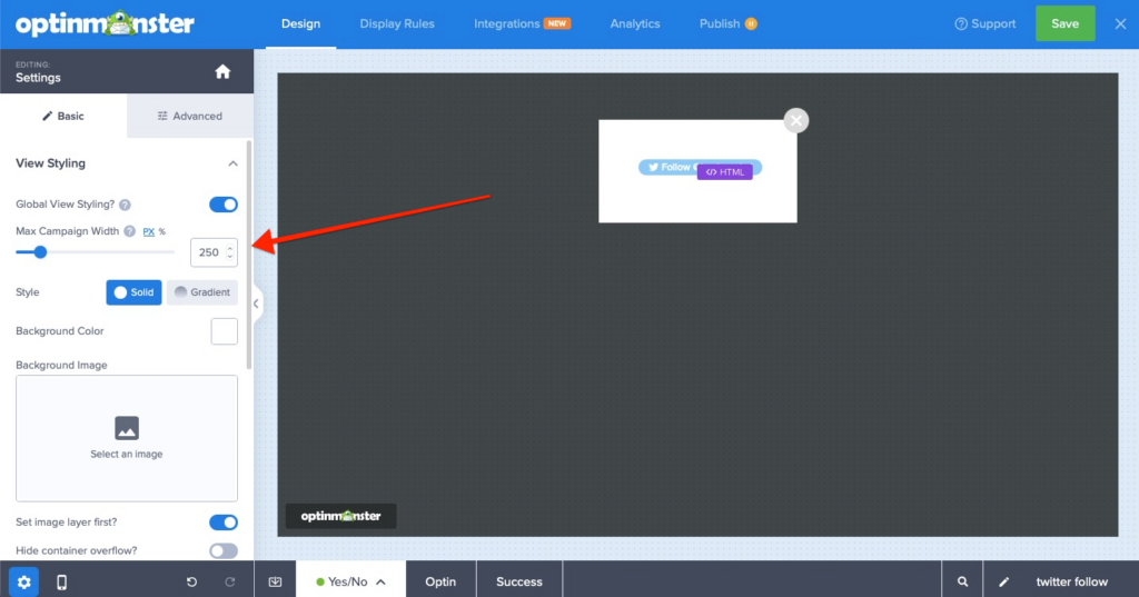 How to Create a Twitter Follow Campaign using Canvas - OptinMonster