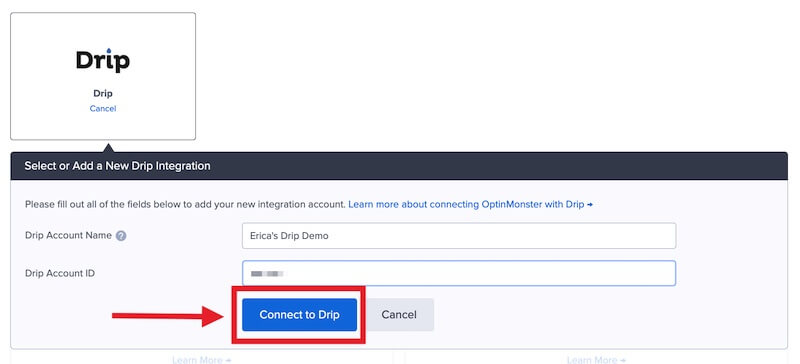 How to Connect OptinMonster with Drip